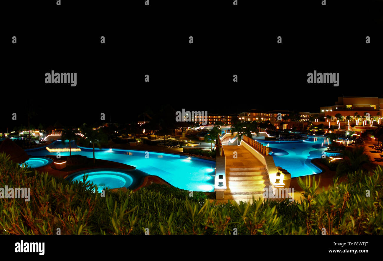 a luxury all inclusive beach resort at night Stock Photo - Alamy