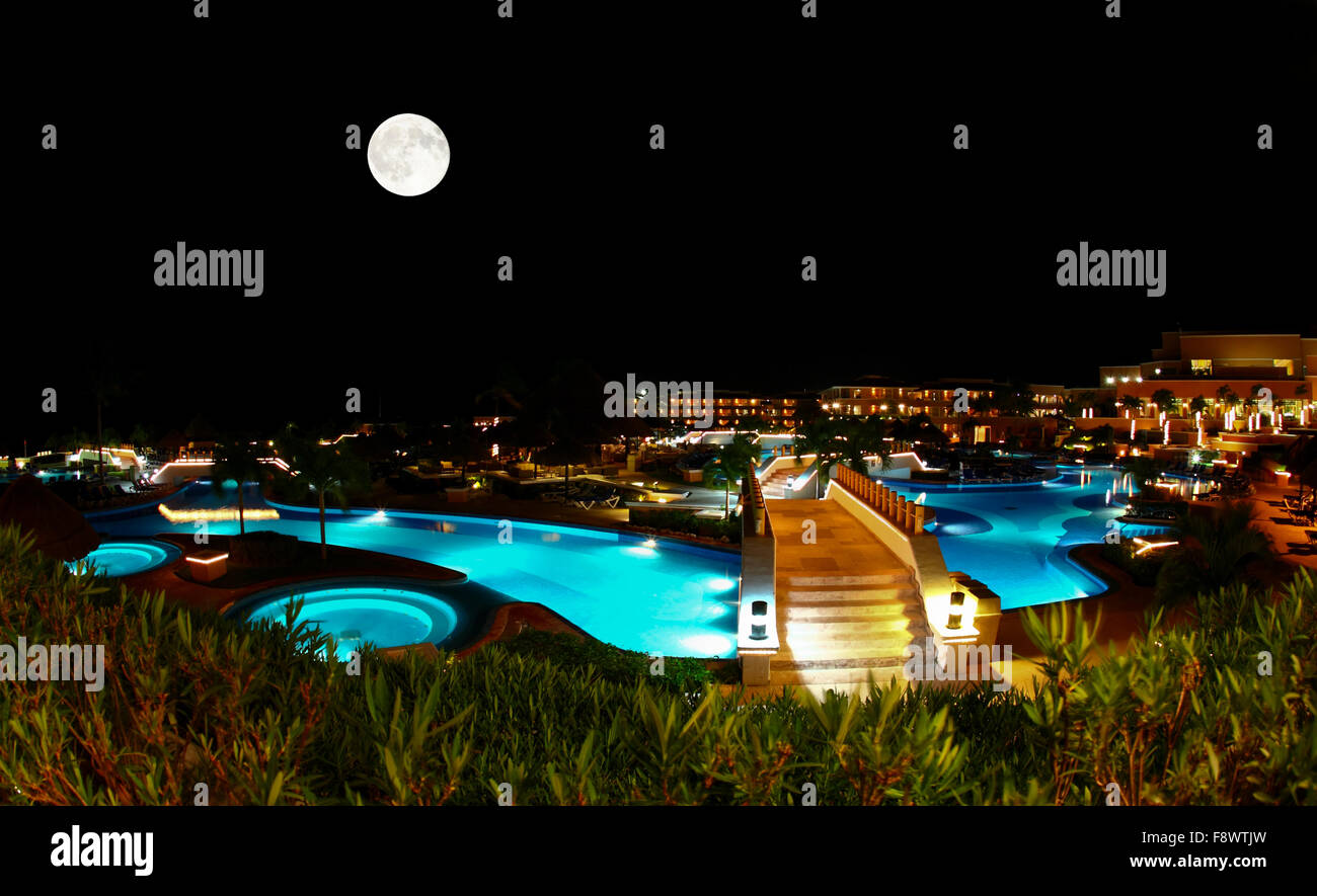 a luxury all inclusive beach resort at night Stock Photo - Alamy