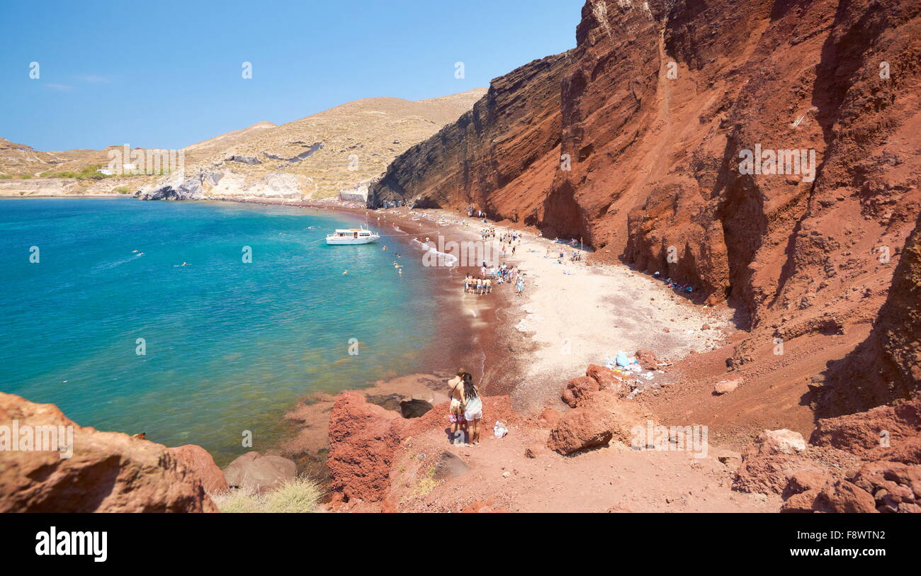 Santorini Red Beach with unique colour of the sand - Santorini Island ...