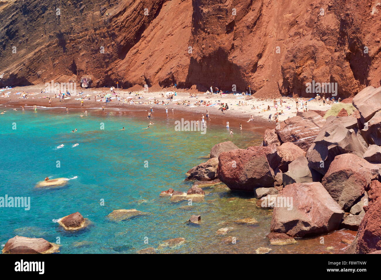 Santorini Red Beach with unique colour of the sand - Santorini Island ...