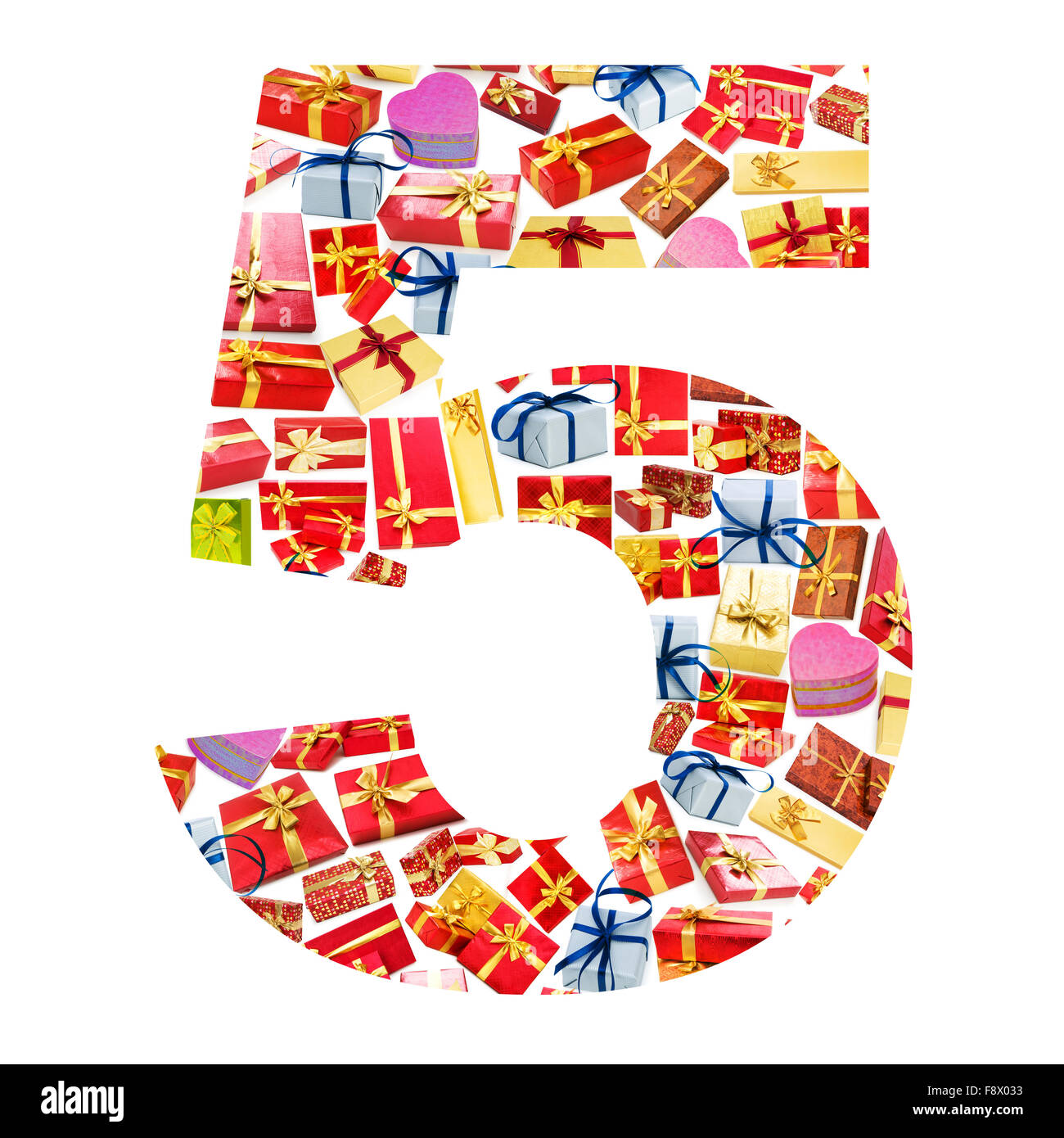 Number made from giftboxes on white Stock Photo - Alamy