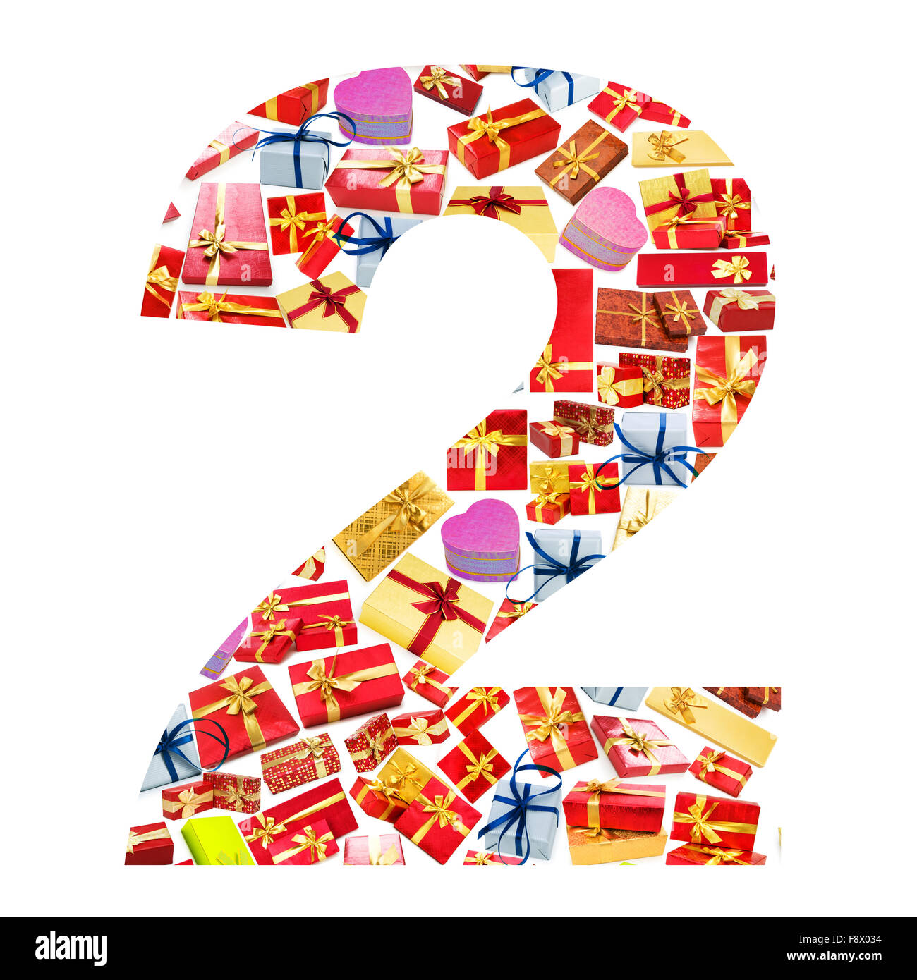 Number made from giftboxes on white Stock Photo - Alamy