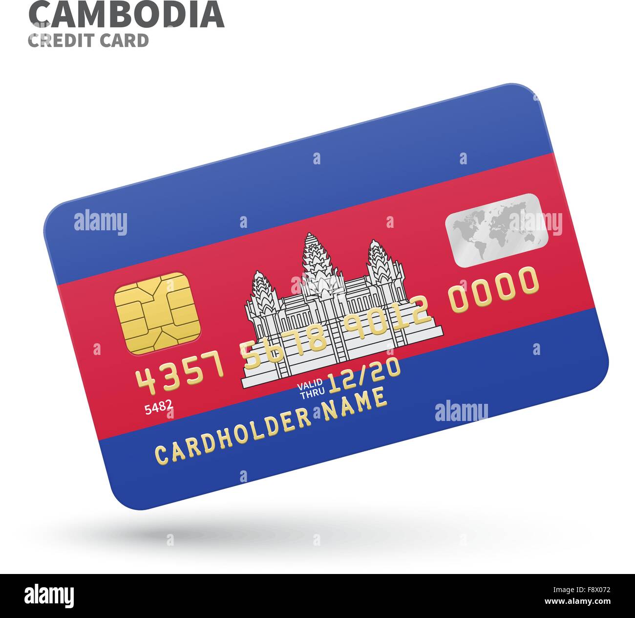 Credit card with Cambodia flag background for bank, presentations and ...