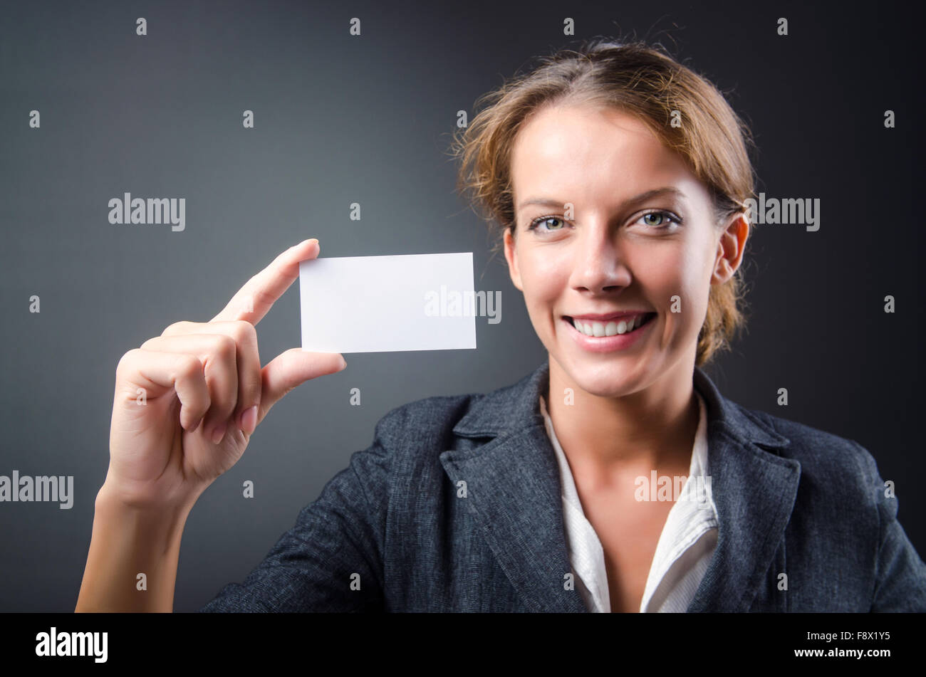 Woman with blank message Stock Photo - Alamy