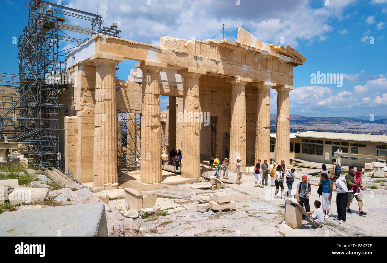 Athens - Acropolis, passage through the Propylaea, Greece Stock Photo ...
