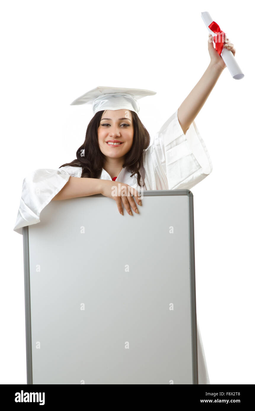 Young student with blank board Stock Photo - Alamy