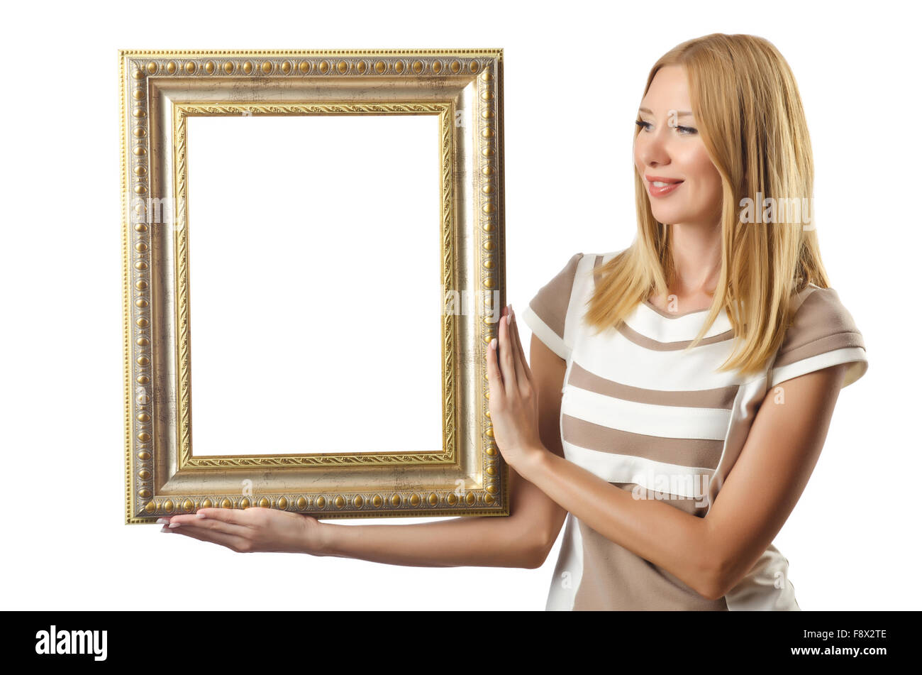 Picture frame and attractive woman Stock Photo - Alamy