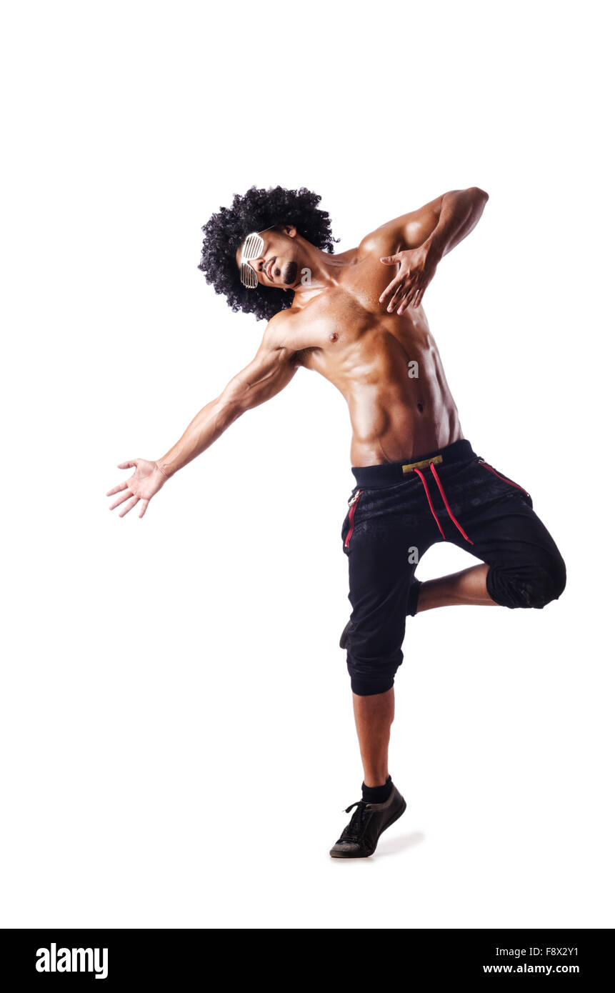 Muscular dancer isolated on white Stock Photo - Alamy