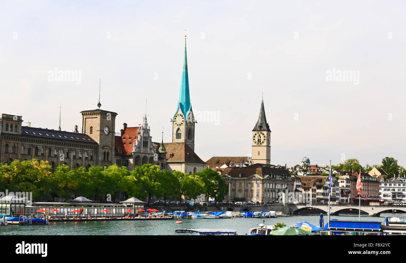 The major landmarks of Zurich cityscape Stock Photo - Alamy