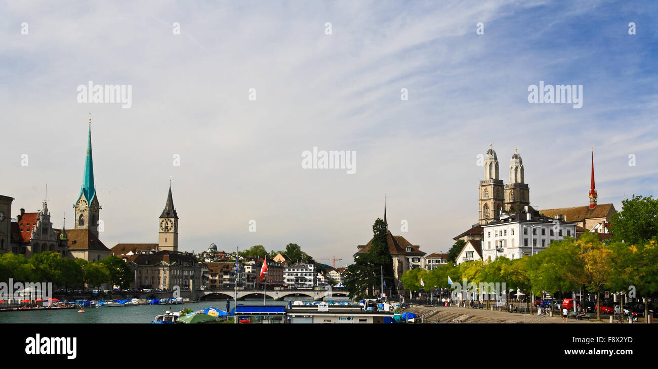 The major landmarks of Zurich cityscape Stock Photo - Alamy
