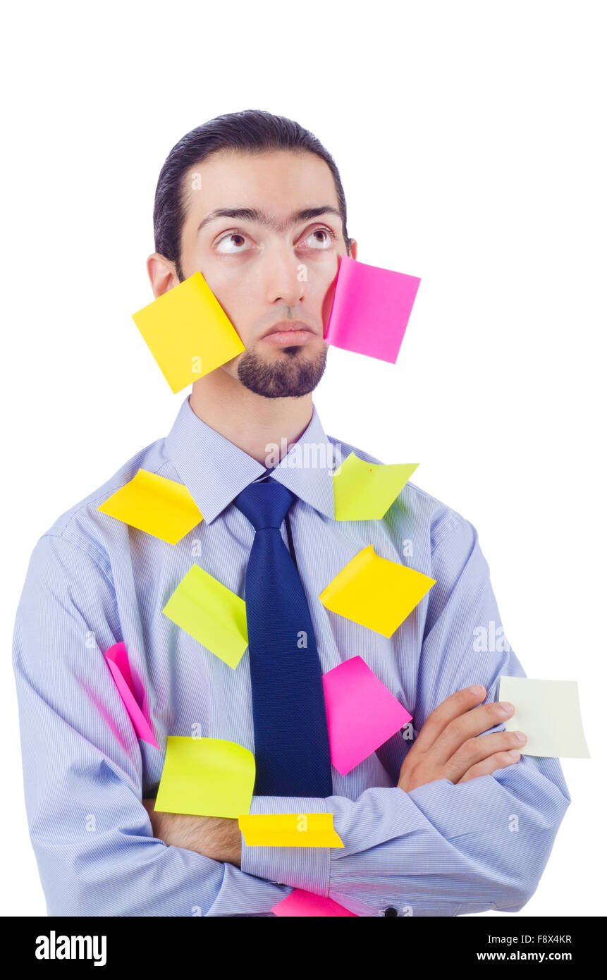 Man with lots of reminder notes Stock Photo - Alamy