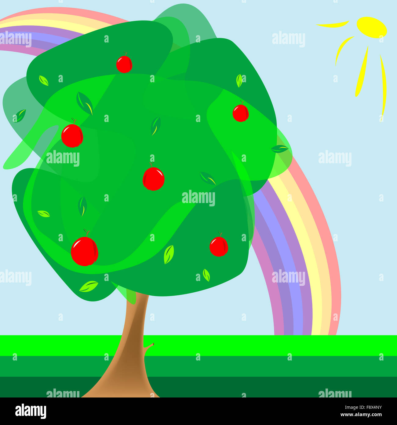 apple tree and rainbow Stock Photo - Alamy