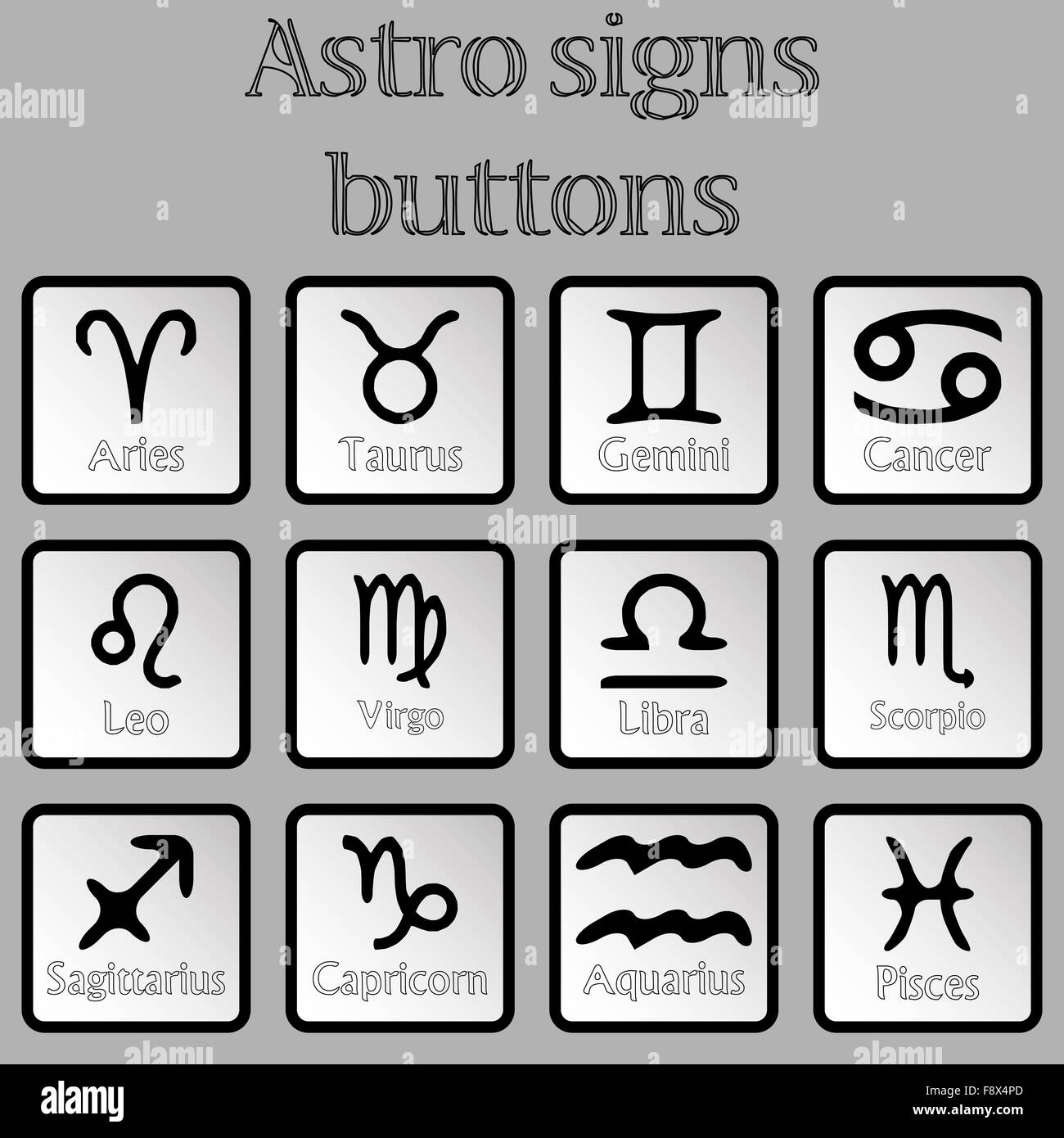 astro signs buttons Stock Photo - Alamy