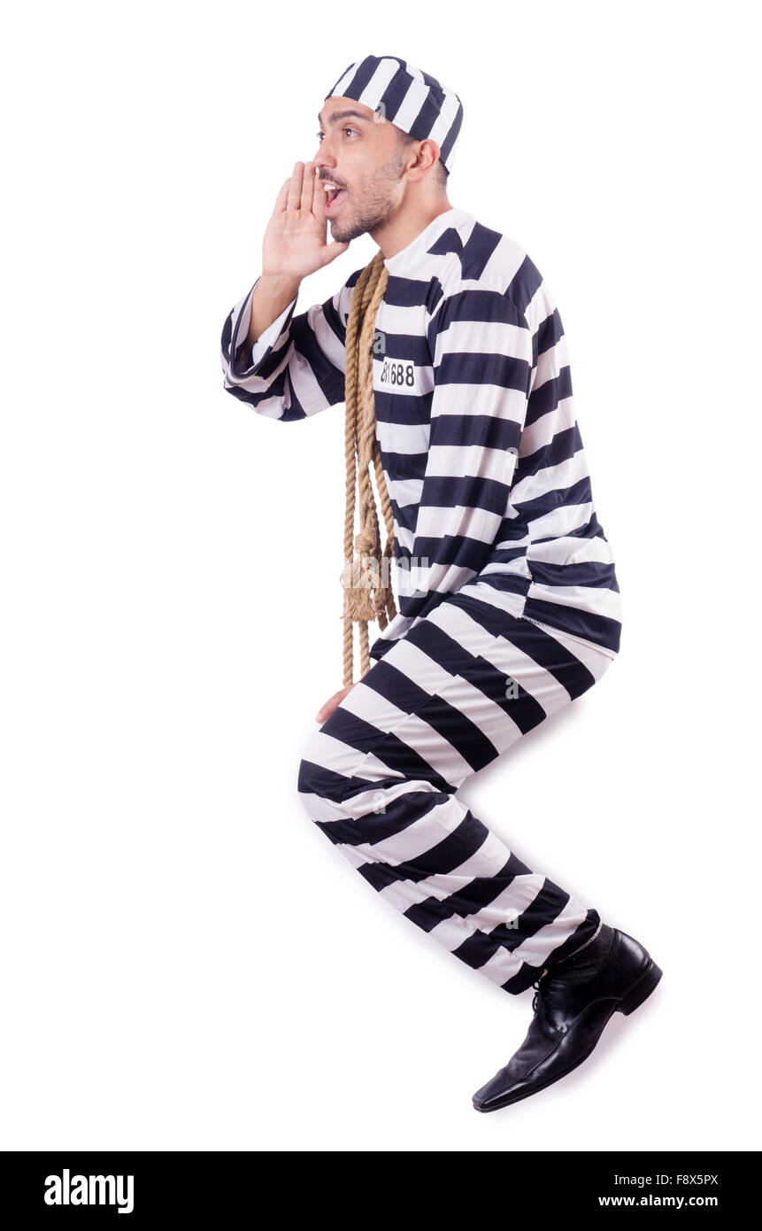 Convict criminal in striped uniform Stock Photo - Alamy