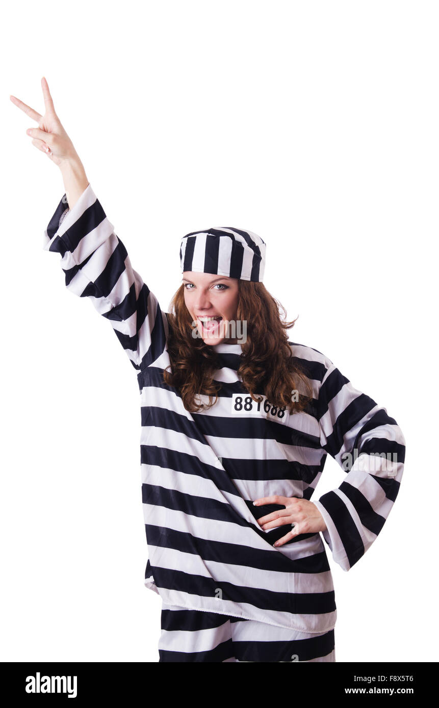 Convict criminal in striped uniform Stock Photo - Alamy