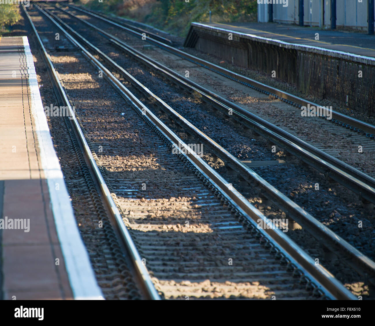 Rail tracks in bright summer day Stock Photo - Alamy