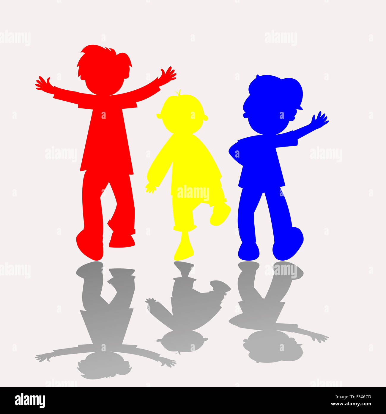 colored kids silhouettes 2 Stock Photo - Alamy