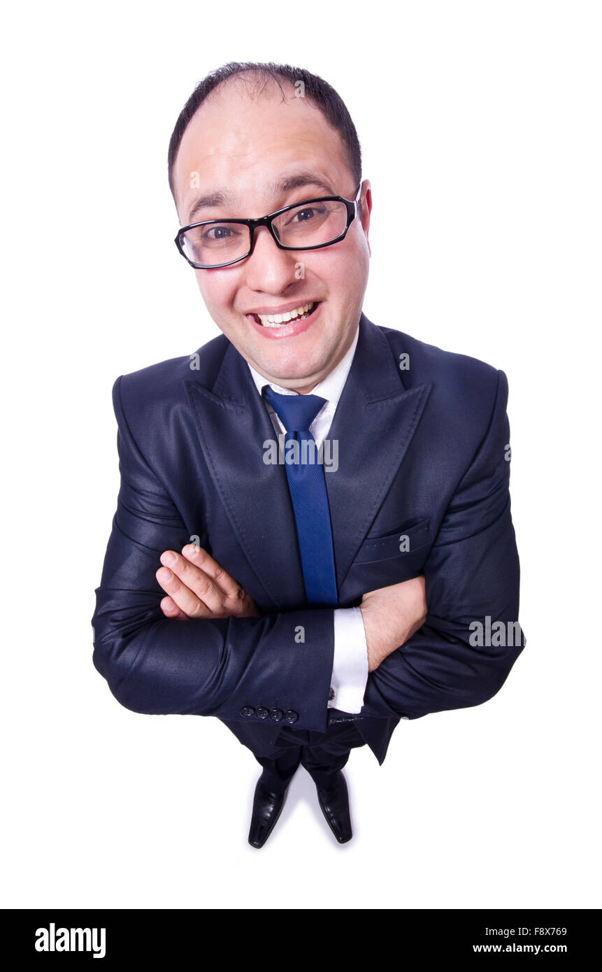 Funny businessman isolated on white Stock Photo - Alamy