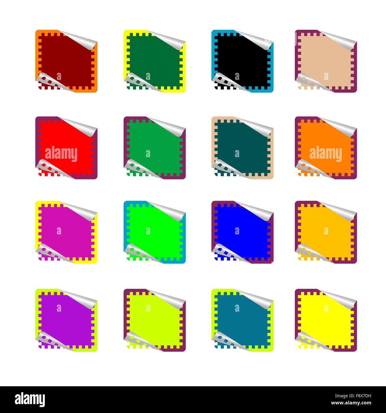 double rounded rectangle colored stickers isolated on white Stock Photo ...