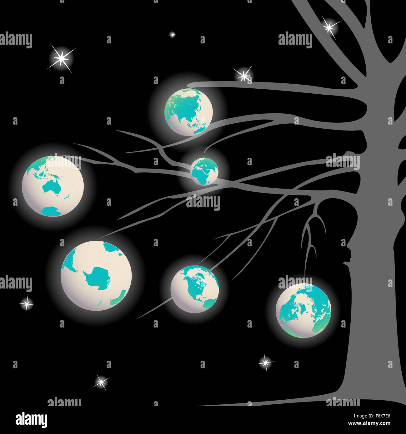 earth globes tree Stock Photo - Alamy