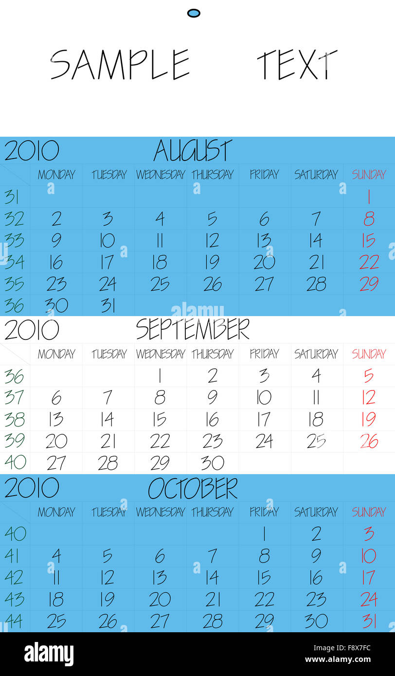 english calendar 2010 september Stock Photo - Alamy