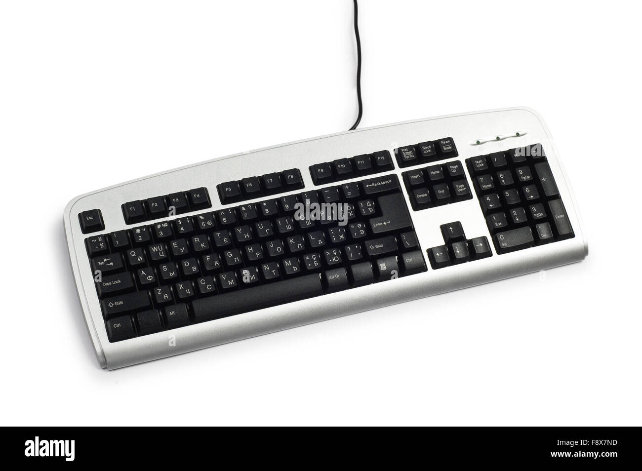 Silver keyboard isolated on the white background Stock Photo - Alamy