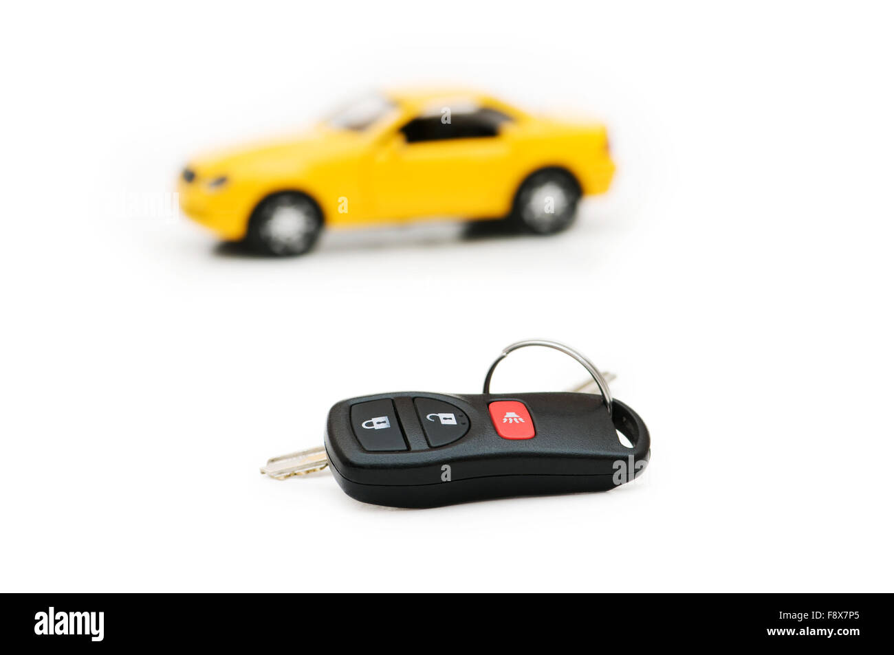 Car keys and car at background isolated on white Stock Photo - Alamy