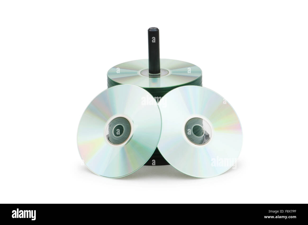 Spindle of cd disks isolated on white Stock Photo - Alamy