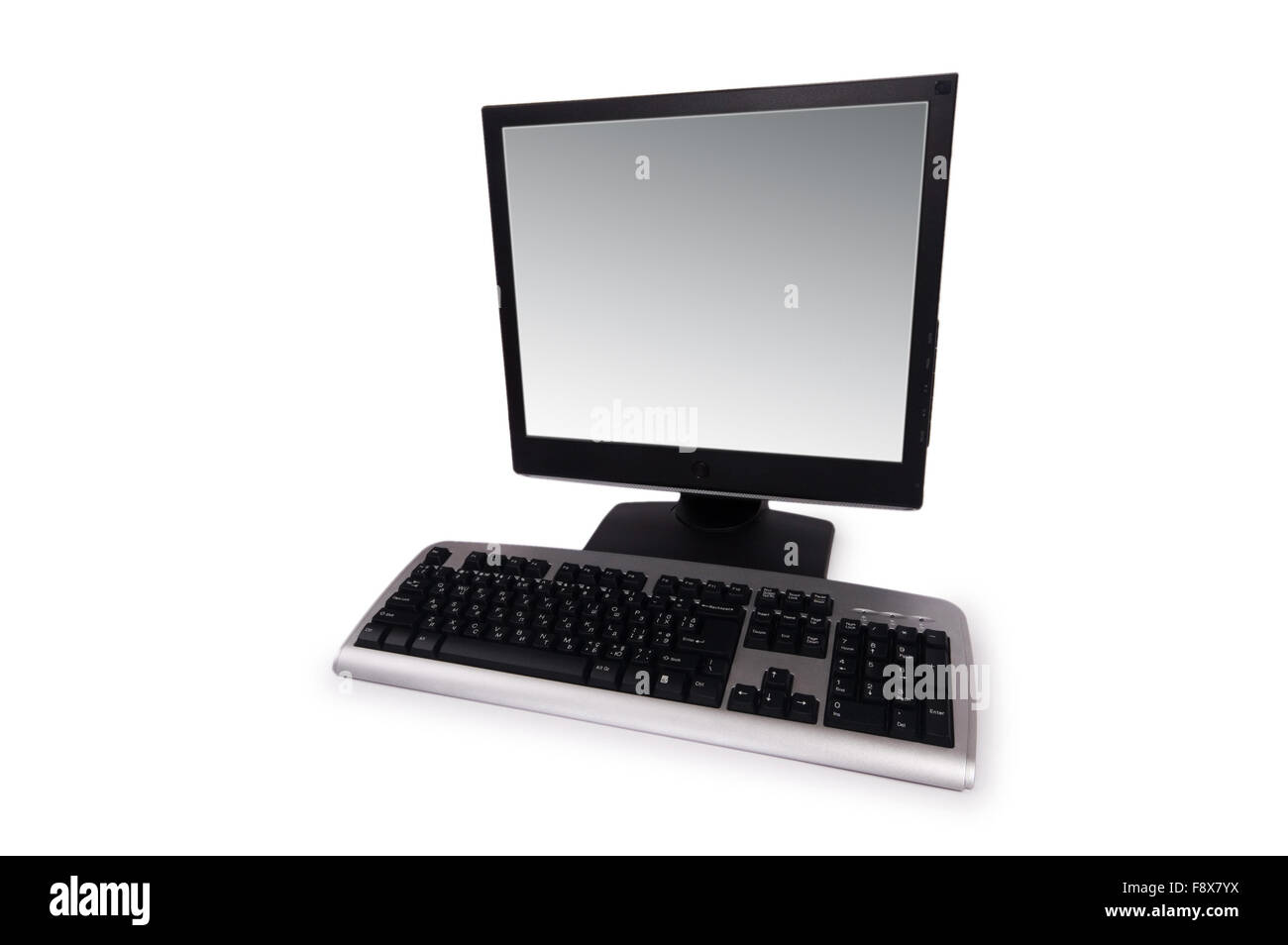 Computer with flat screen isolated on white Stock Photo - Alamy