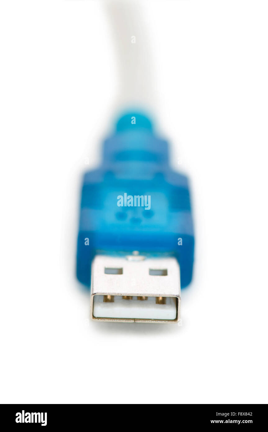Blue USB cable - shallow depth of field Stock Photo - Alamy
