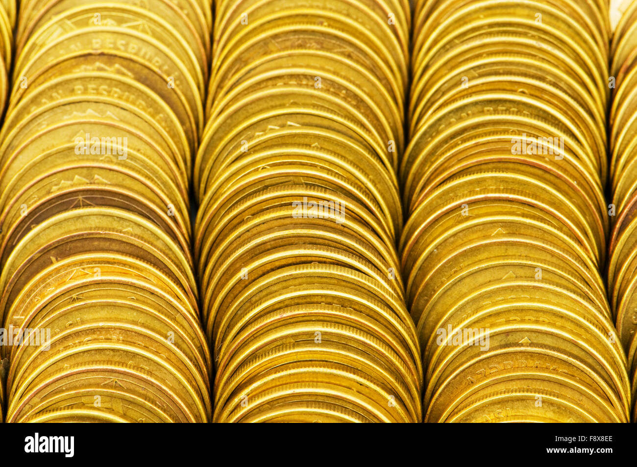 Close up of the golden coin stacks Stock Photo - Alamy