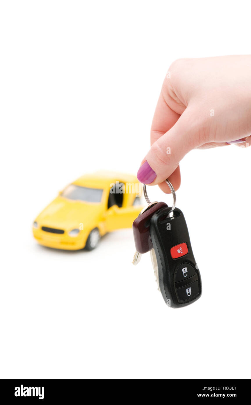 Car keys and car at background isolated on white Stock Photo - Alamy