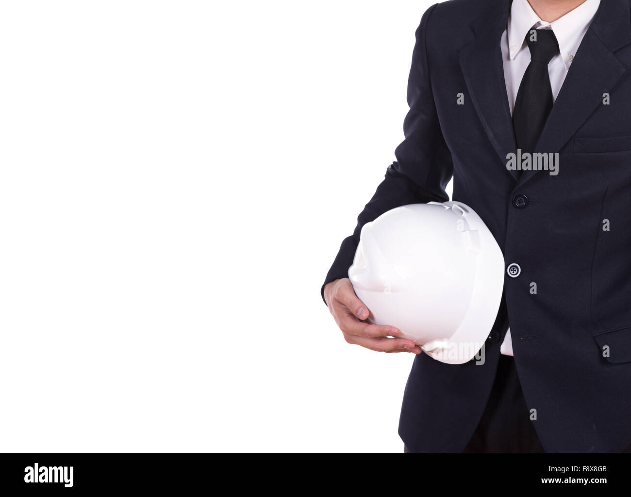 engineer in suit holding helmet isolated on white background Stock ...
