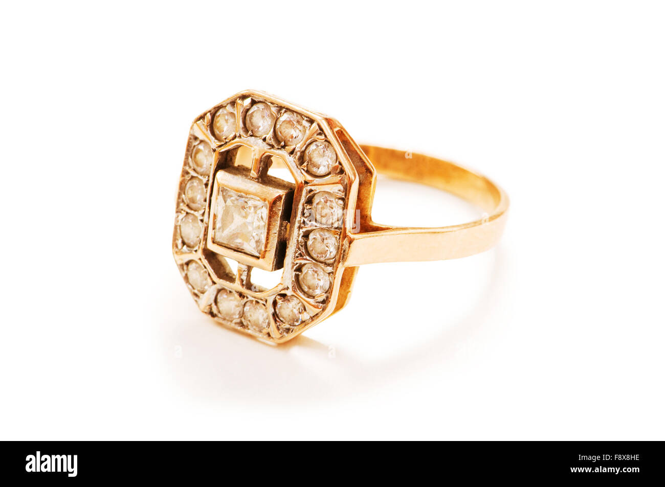 Golden ring isolated on the white background Stock Photo - Alamy