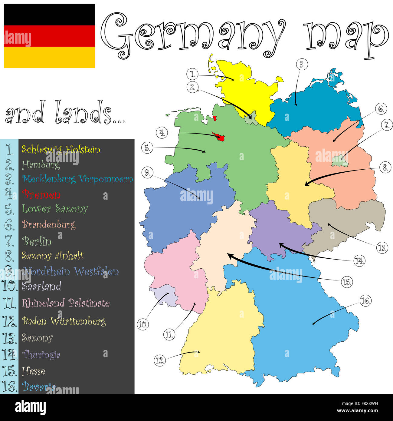 germany map and lands Stock Photo - Alamy