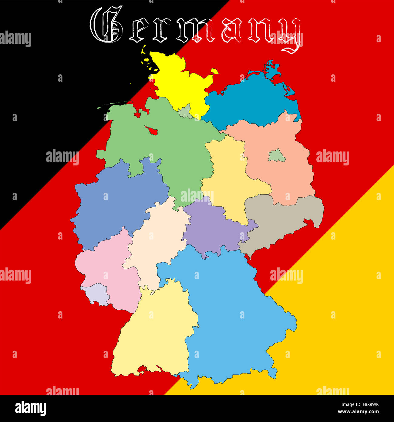 germany map over national colors Stock Photo - Alamy