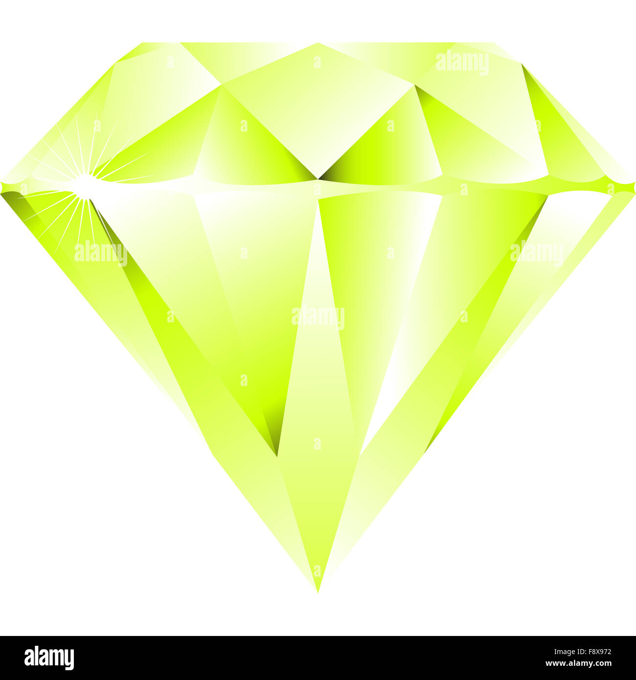 green diamond isolated on white Stock Photo - Alamy