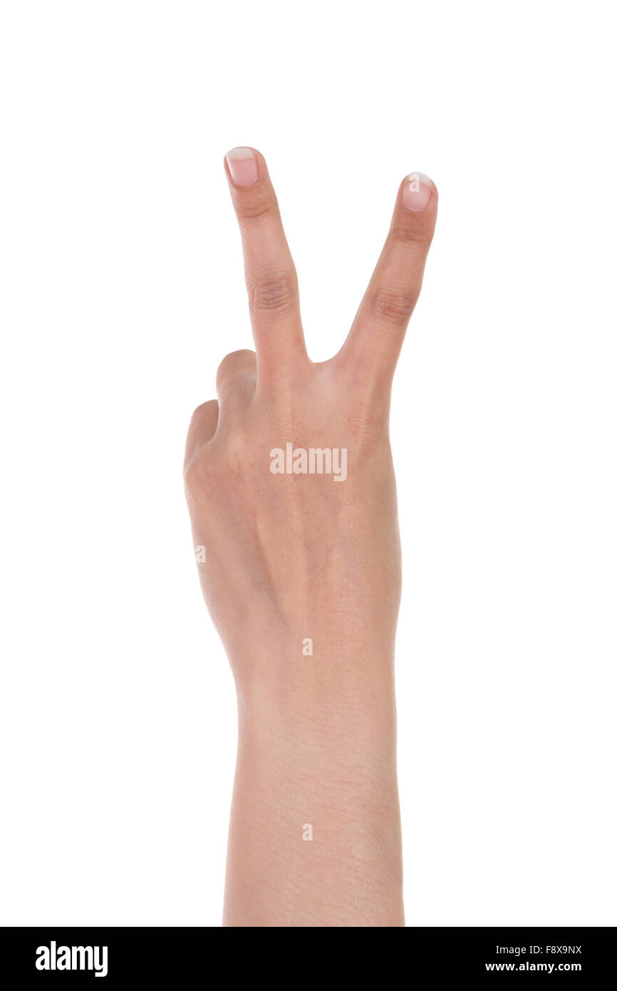 hands show the number two isolated on white background Stock Photo - Alamy