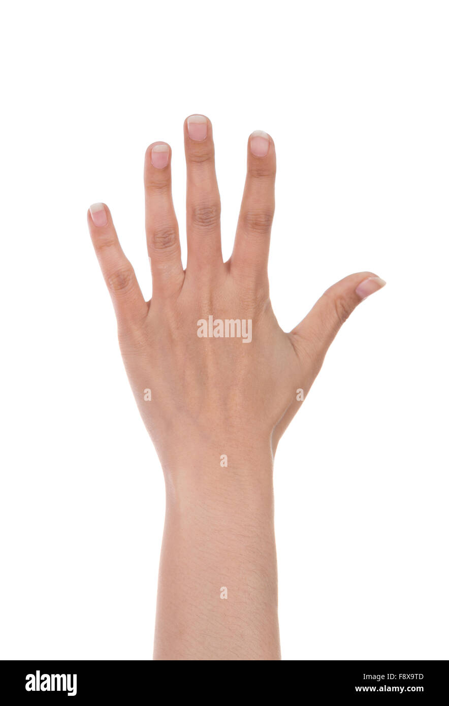 hands show the number five isolated on white background Stock Photo - Alamy
