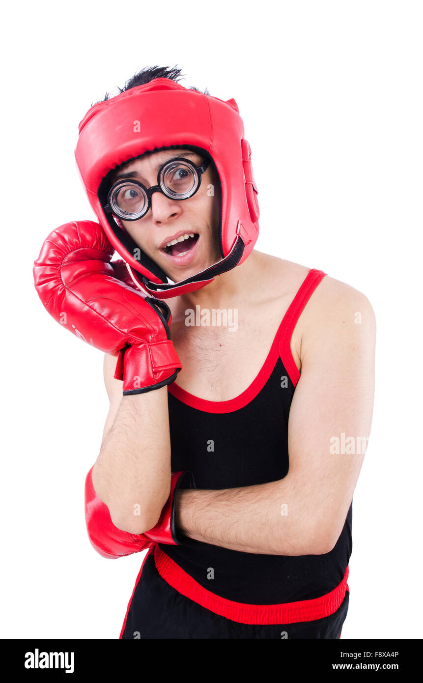 Funny boxer isolated on the white background Stock Photo - Alamy