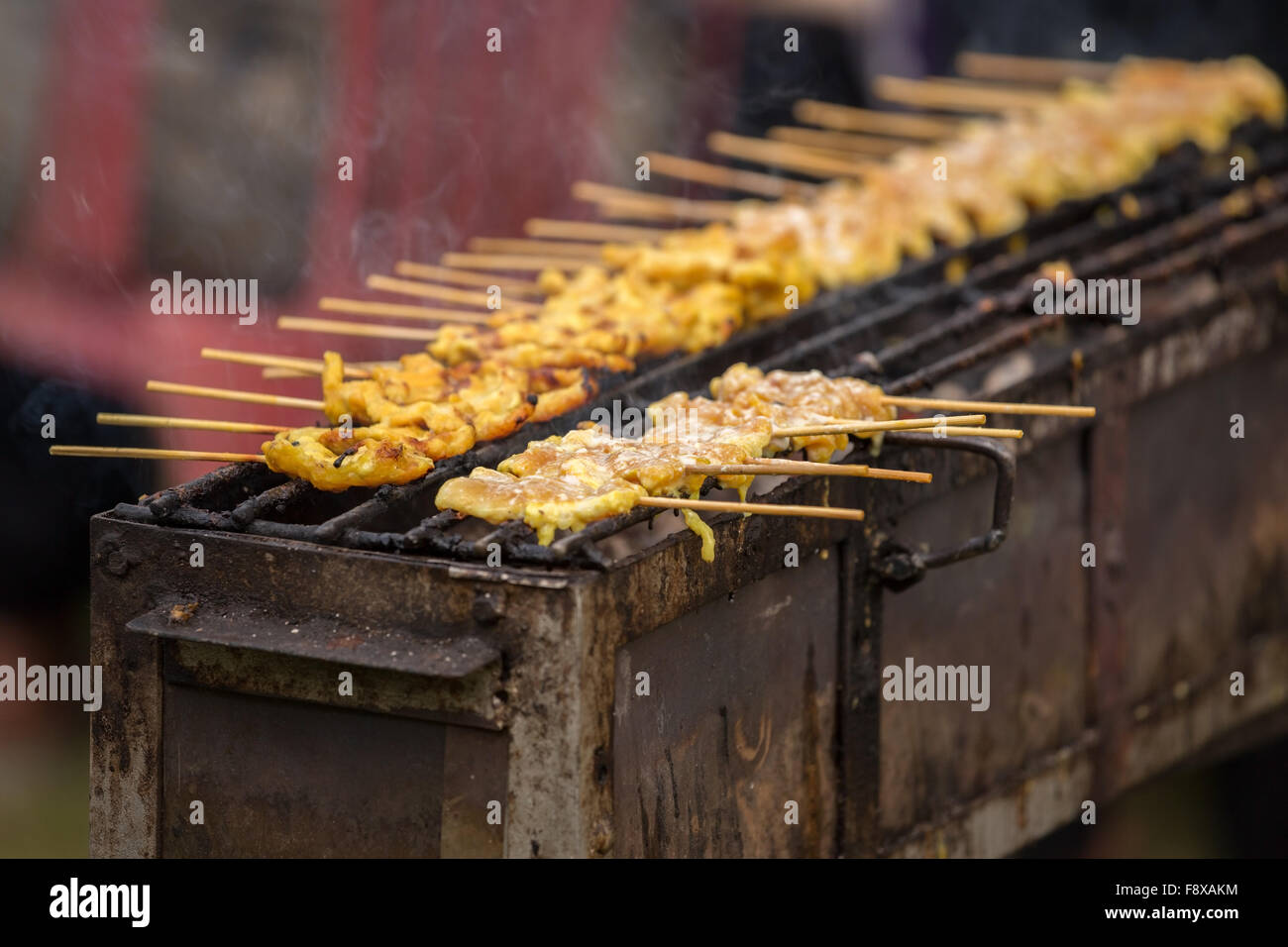Yellow grilled Satay, Pork satay, Satay BBQ Stock Photo - Alamy