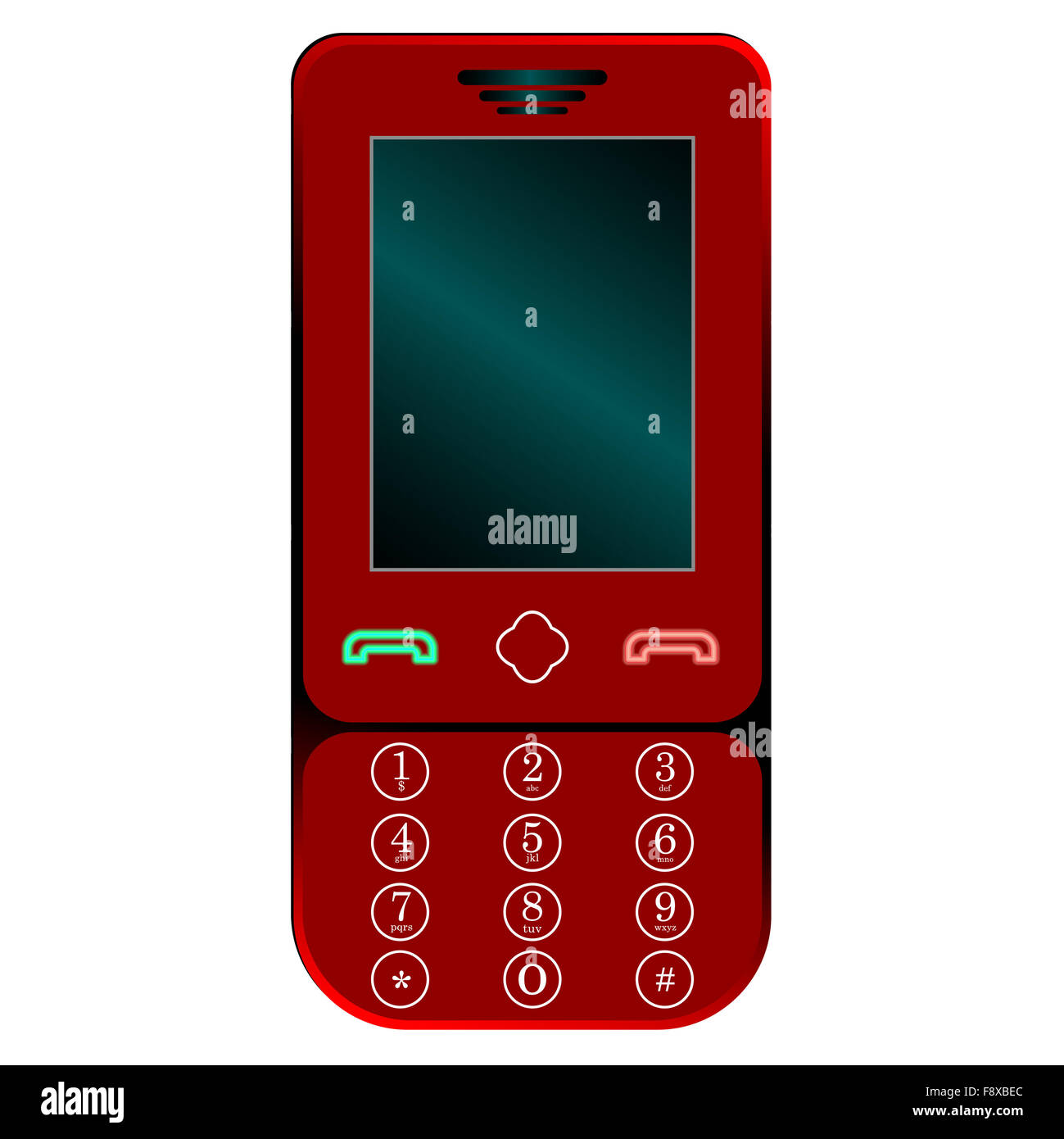 red mobile phone against white Stock Photo - Alamy