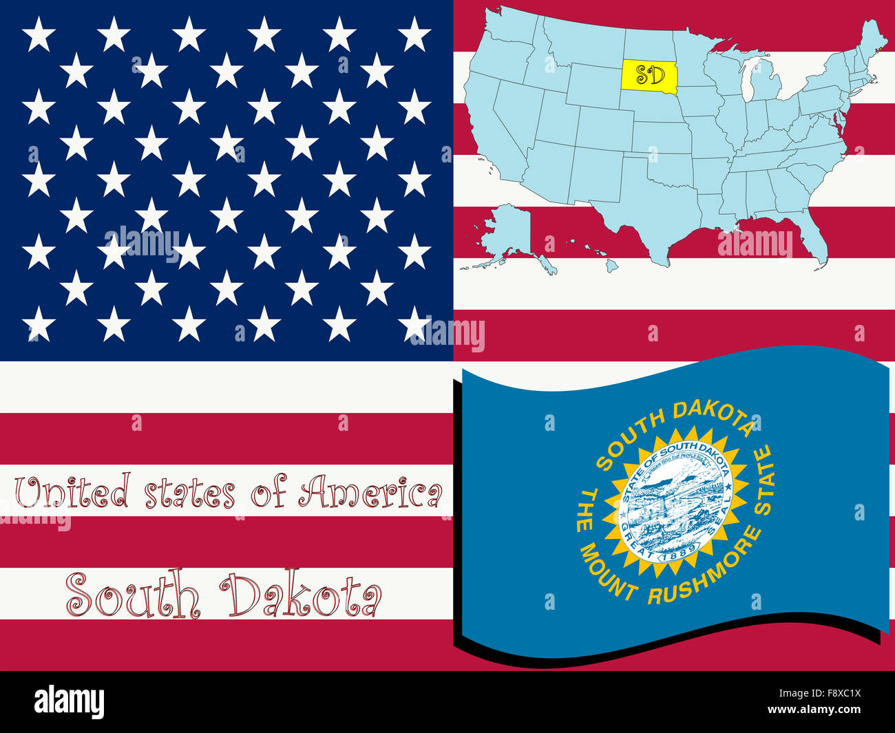 south dakota state illustration Stock Photo - Alamy