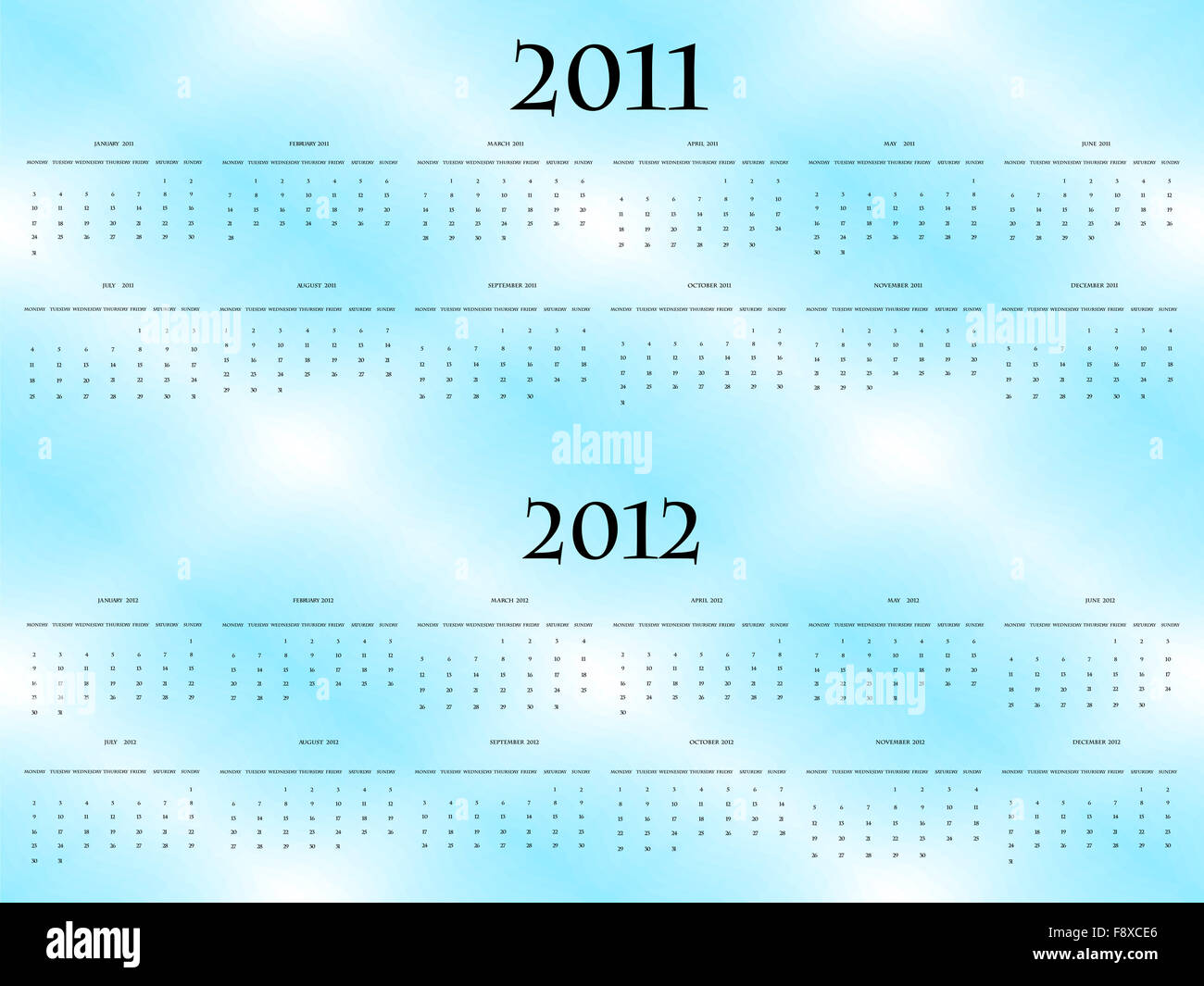vector calendar for 2011 and 2012 Stock Photo - Alamy