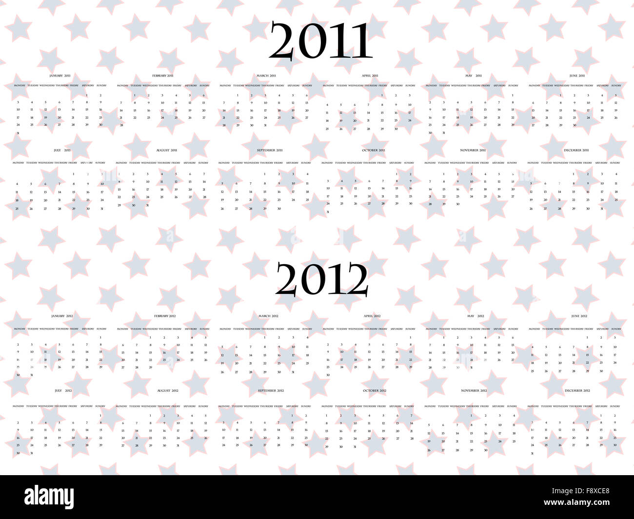 vector stars calendar for 2011 and 2012 Stock Photo - Alamy