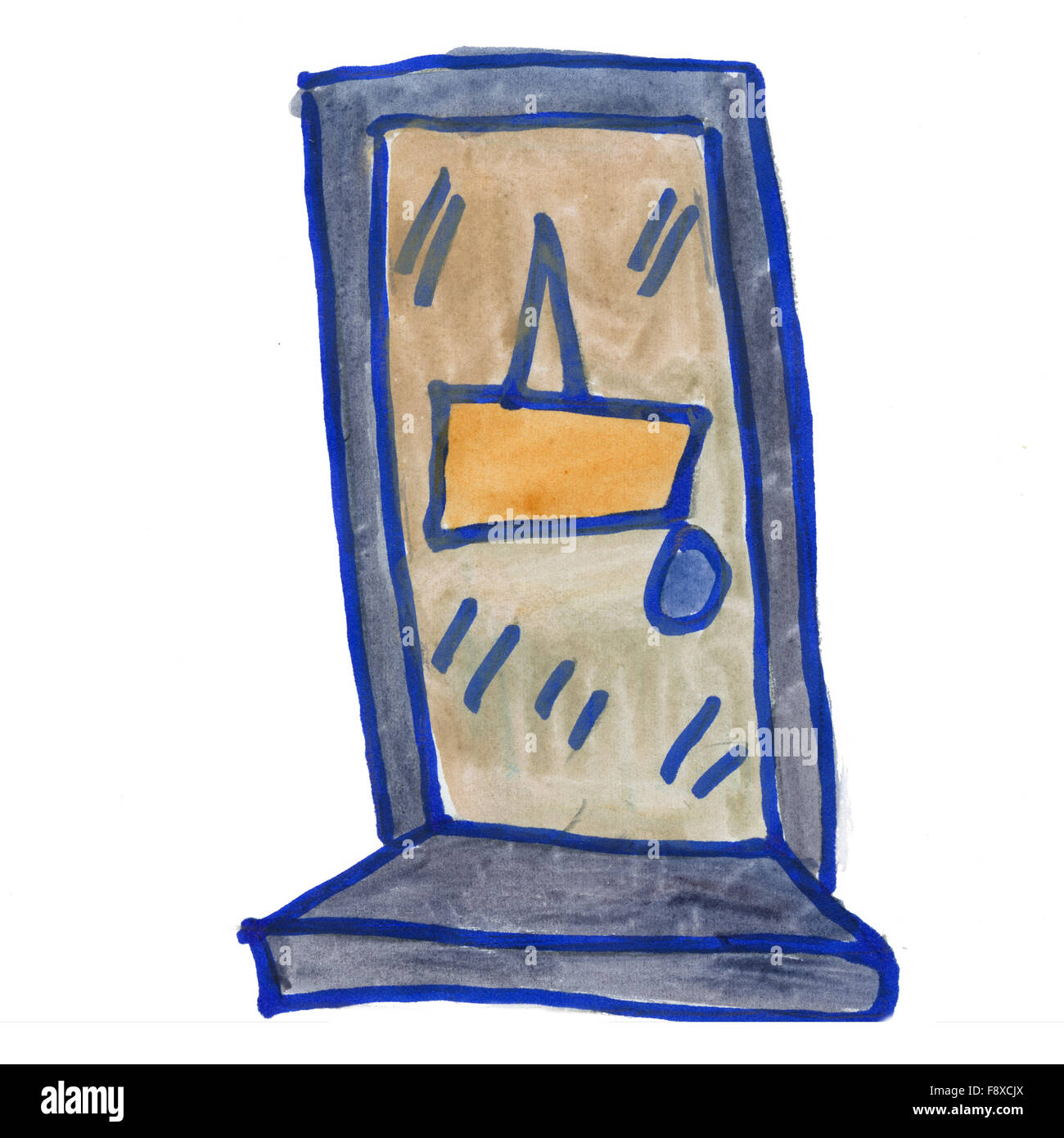 door with a sign isolated on a white background Stock Photo - Alamy