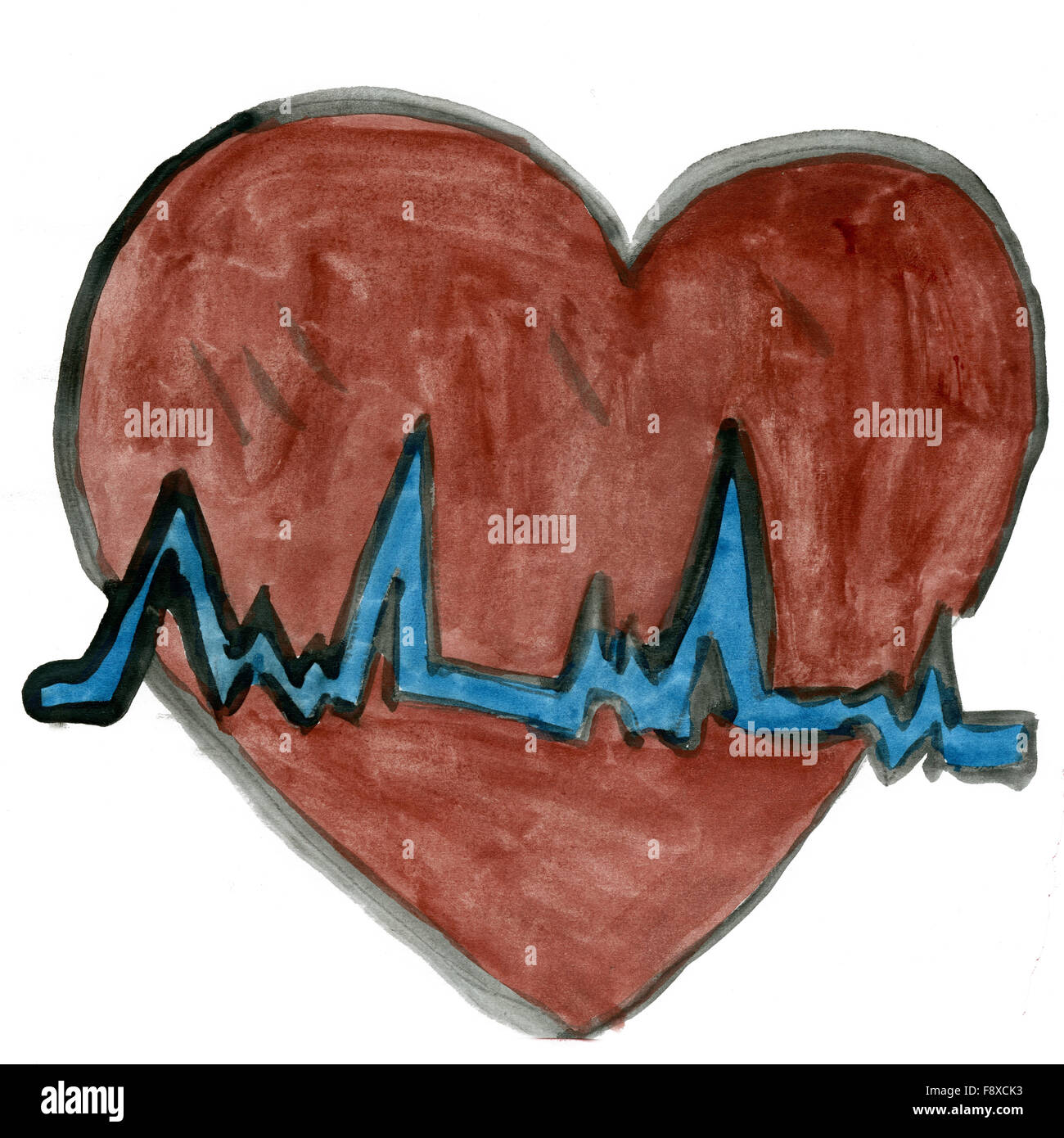 ECG heart isolated on white background Stock Photo - Alamy