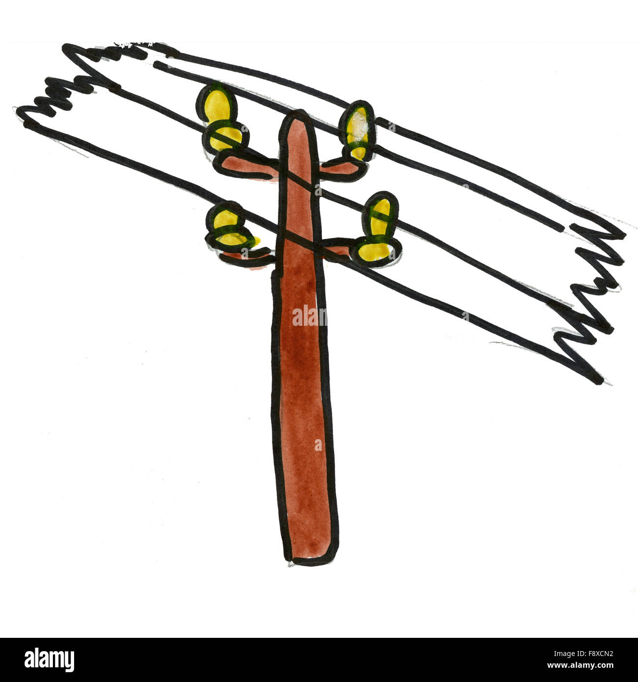 pole wire isolated on white background Stock Photo - Alamy