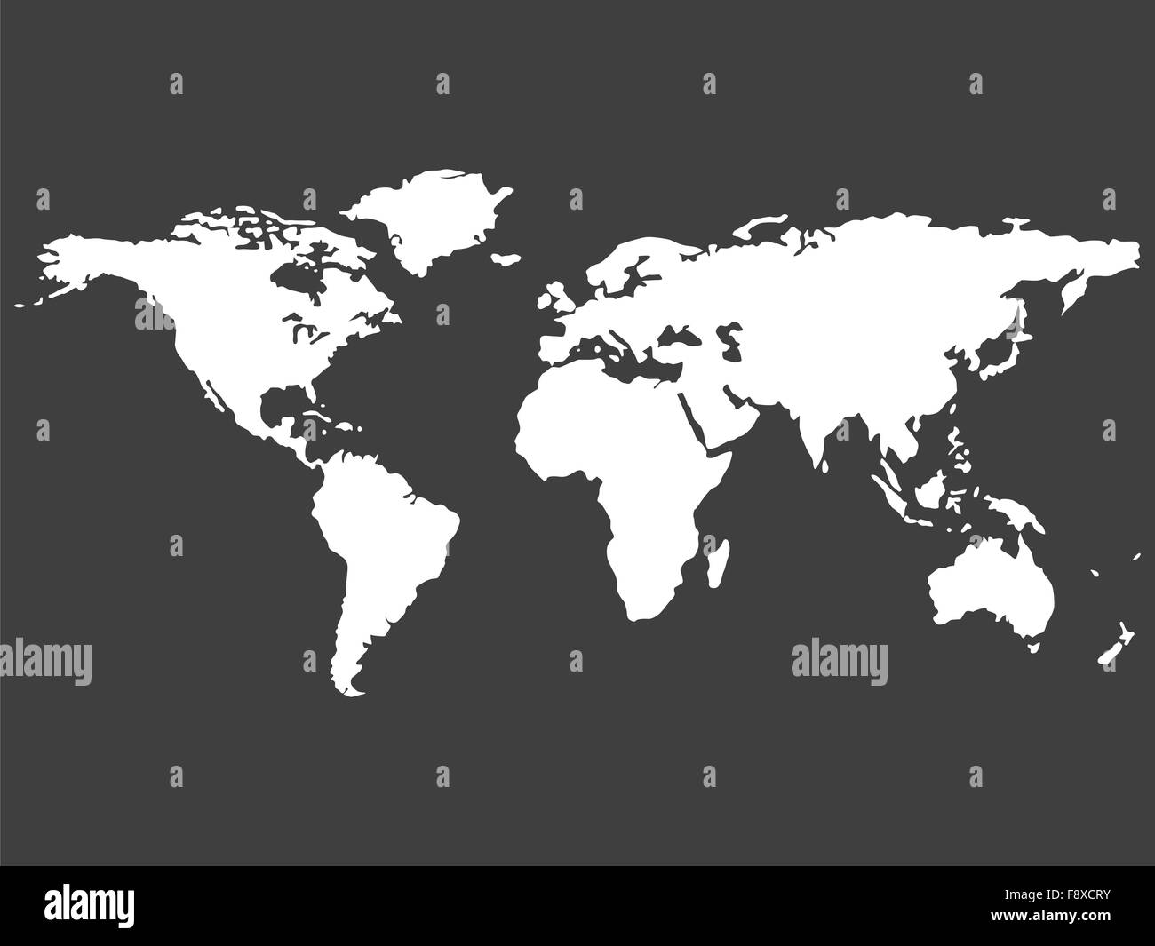 white world map isolated on gray background Stock Photo - Alamy