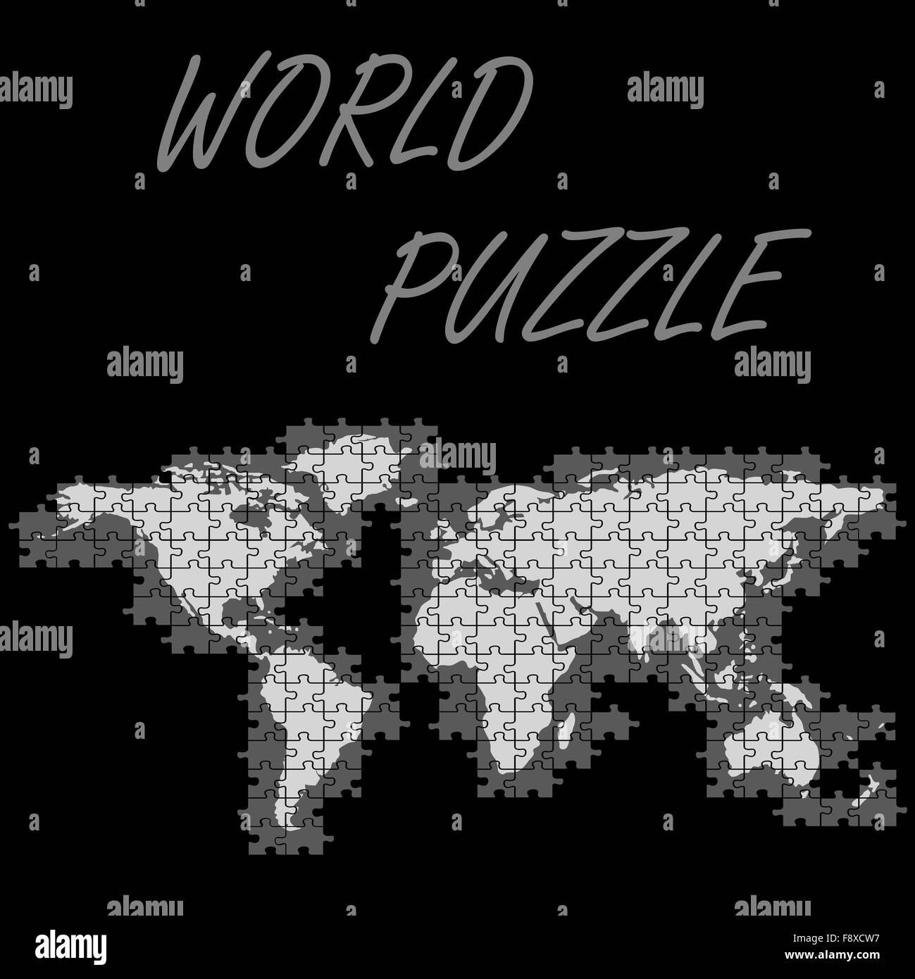 World puzzle map Black and White Stock Photos & Images - Alamy